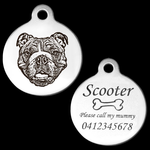 British Bulldog Engraved Tag | KokoPetArt